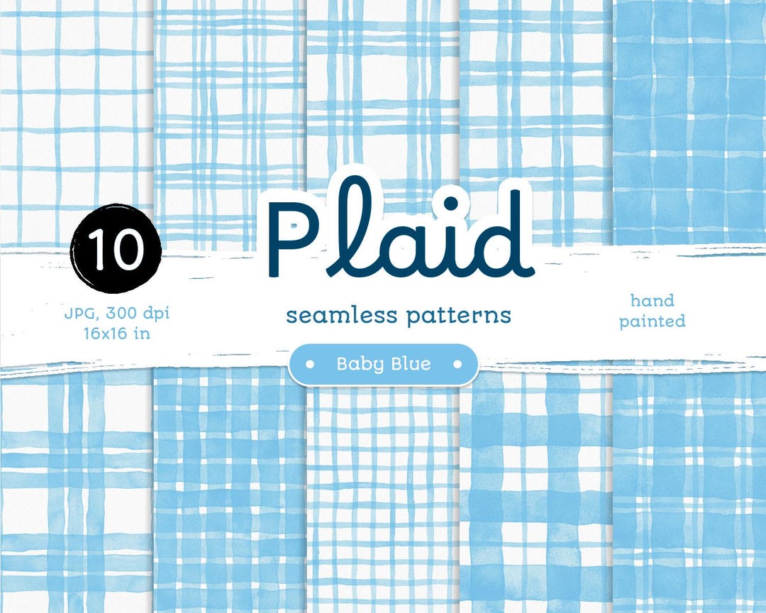 Baby Blue Plaid Digital Paper: Seamless Watercolor Patterns (10 JPG) - Etsy