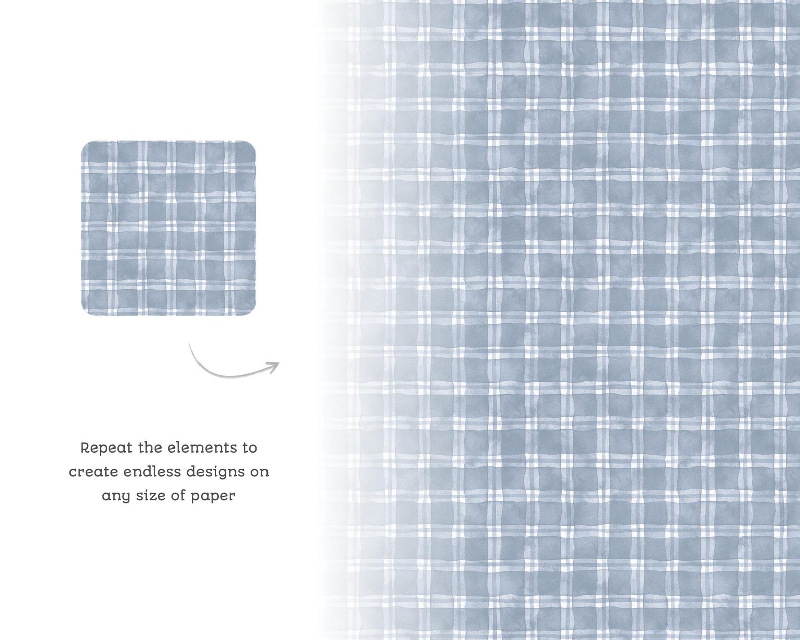 Silver Watercolor Plaid: Seamless Pattern Set (digital Download) - Etsy