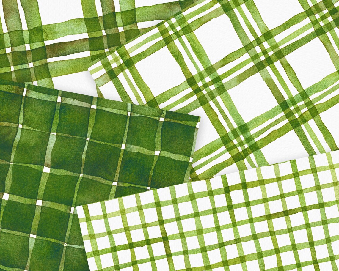 Fern Green Watercolor Plaid: Seamless Patterns (digital Download) - Etsy