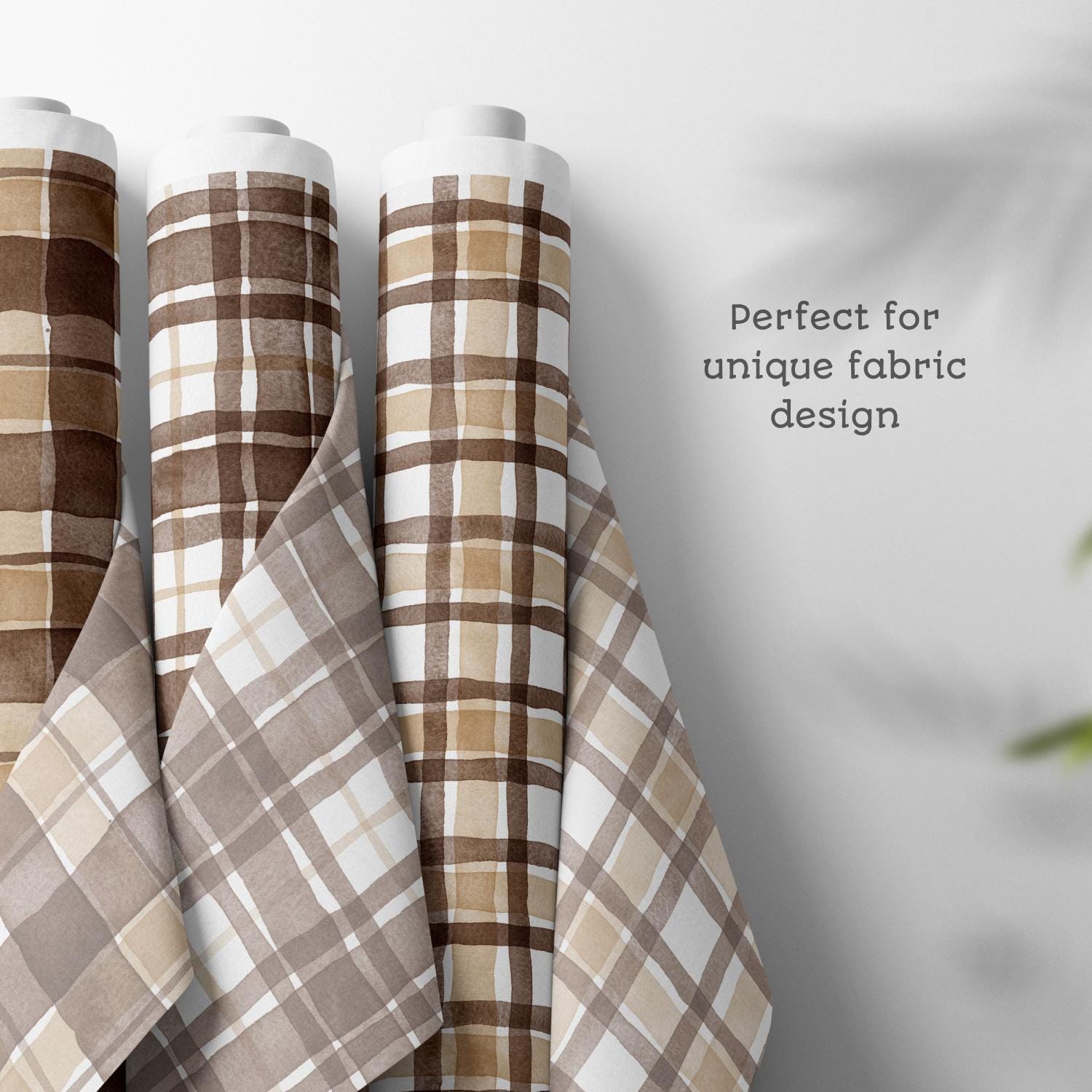 Watercolor Plaid Digital Paper: Caramel & Coffee Seamless Patterns (JPG ...