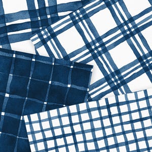 Indigo Watercolor Plaid: Seamless Pattern Digital Paper (10 JPG) - Etsy