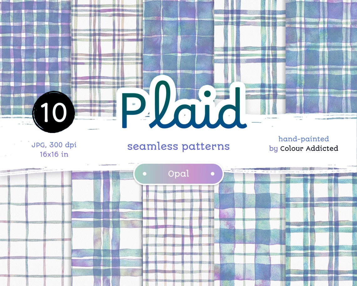 Opalescent Plaid - Pack of Digital Papers. Seamless Printable ...