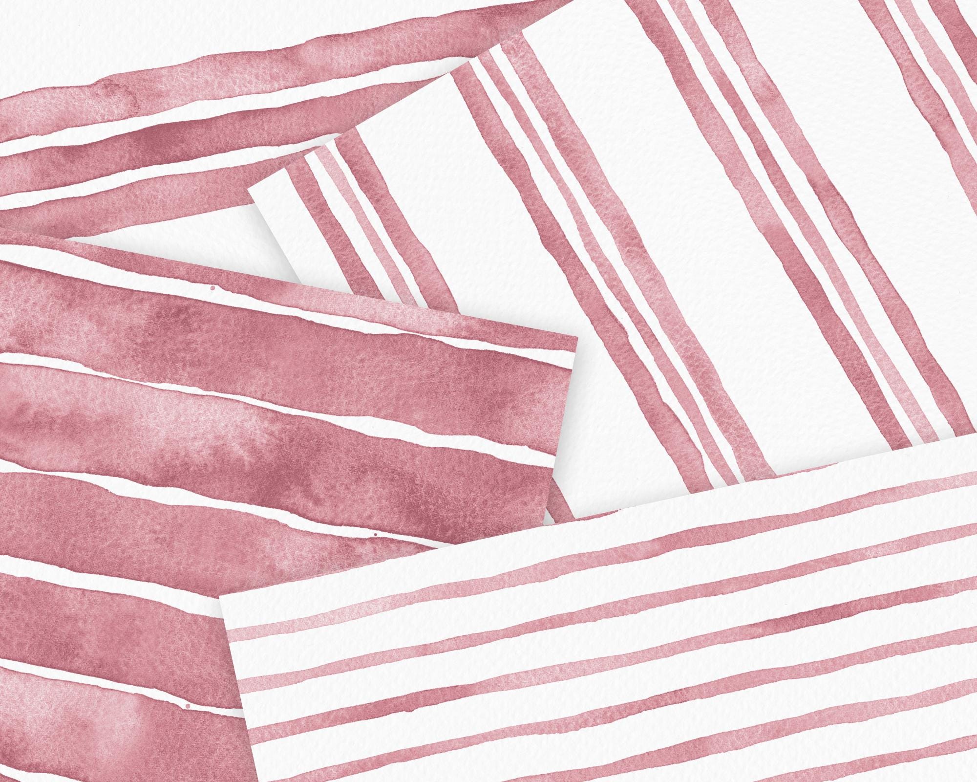 Dusty Rose Watercolor Stripes: Seamless Digital Paper (digital Download ...