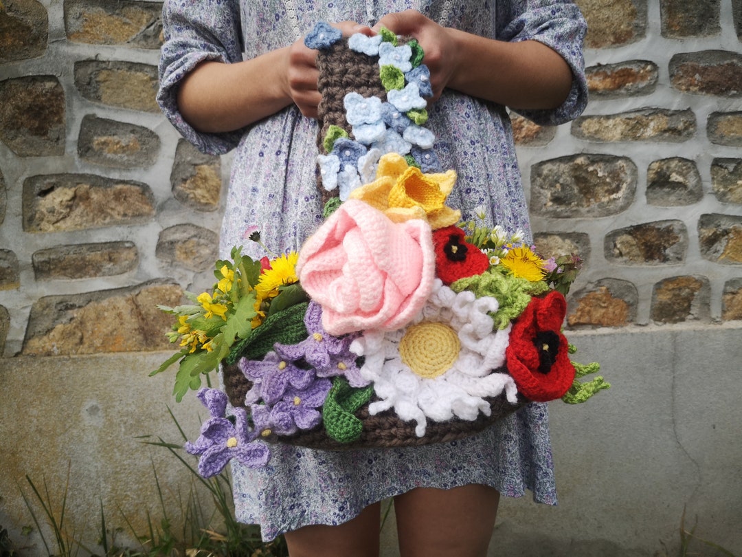 Crochet Flower Basket PDF Pattern - Etsy