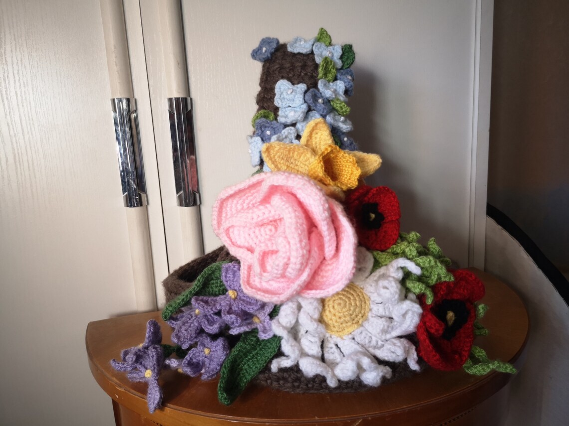 Crochet Flower Basket PDF Pattern - Etsy