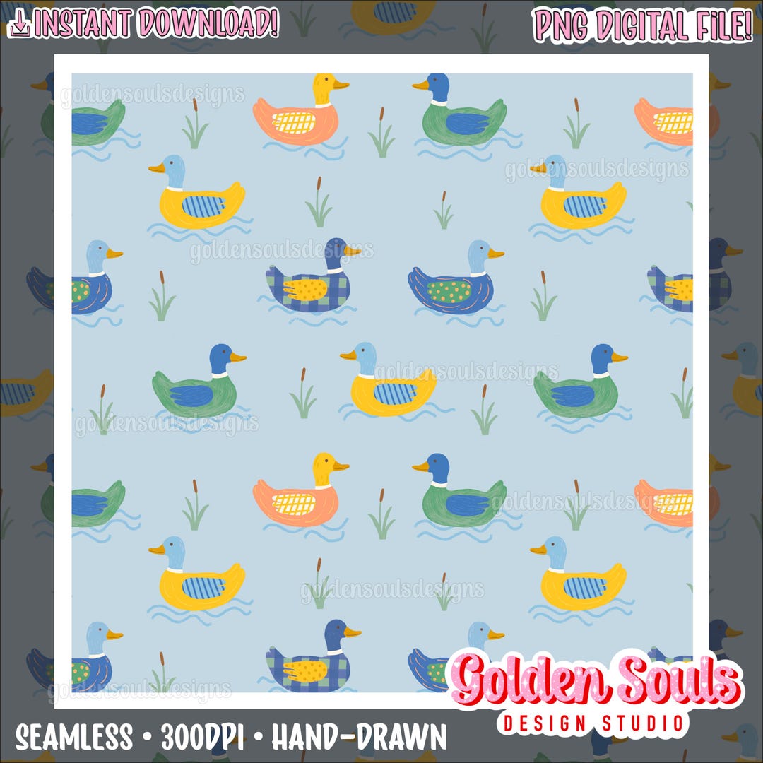 Pond Pals Ducks - Whimsical Farm Animals Seamless Pattern – Cottagecore ...