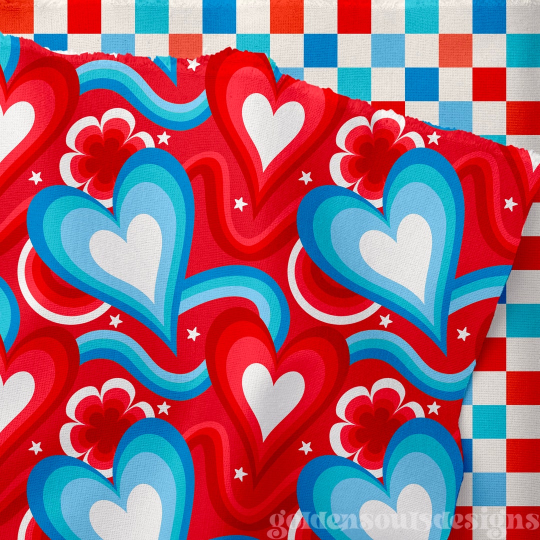 Freedom Hearts USA Fourth of July - Cute Summer Seamless Digital Design ...