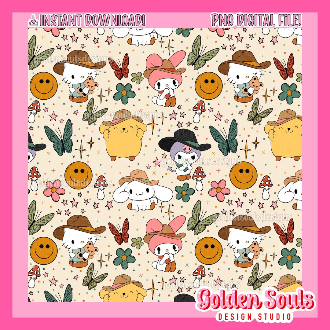 Western Pals + Stripes - Cute, Seamless, Digital Design, Pattern ...