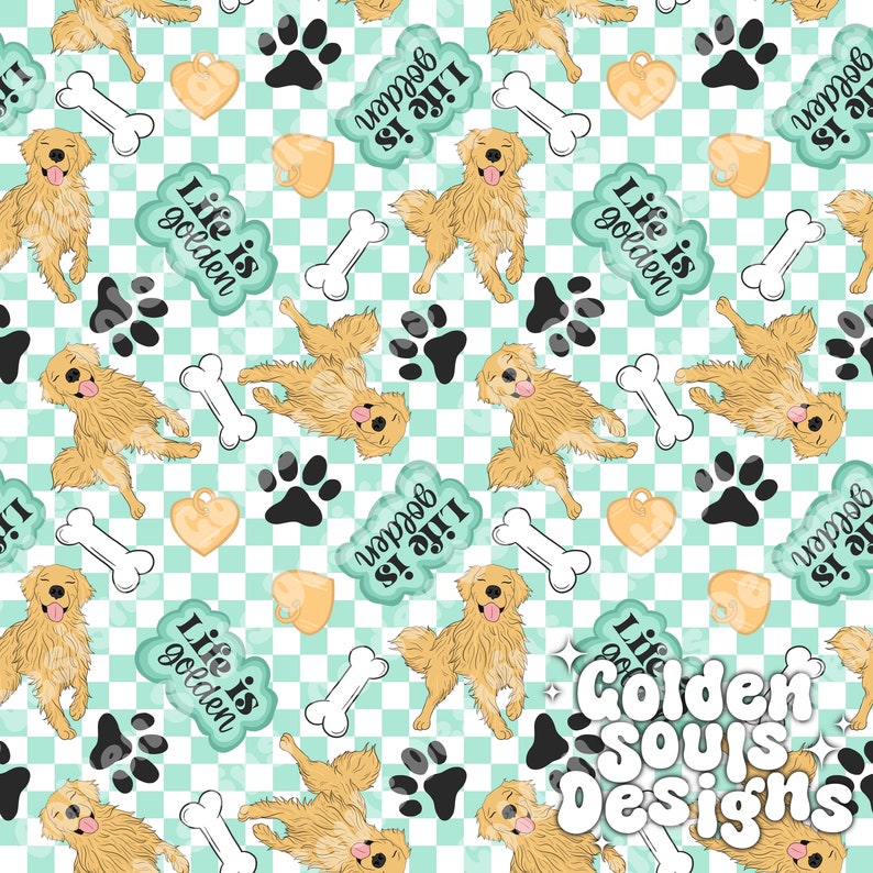 Golden Retriever & Stripes - Puppy, Cute Dogs, Seamless Digital Design ...