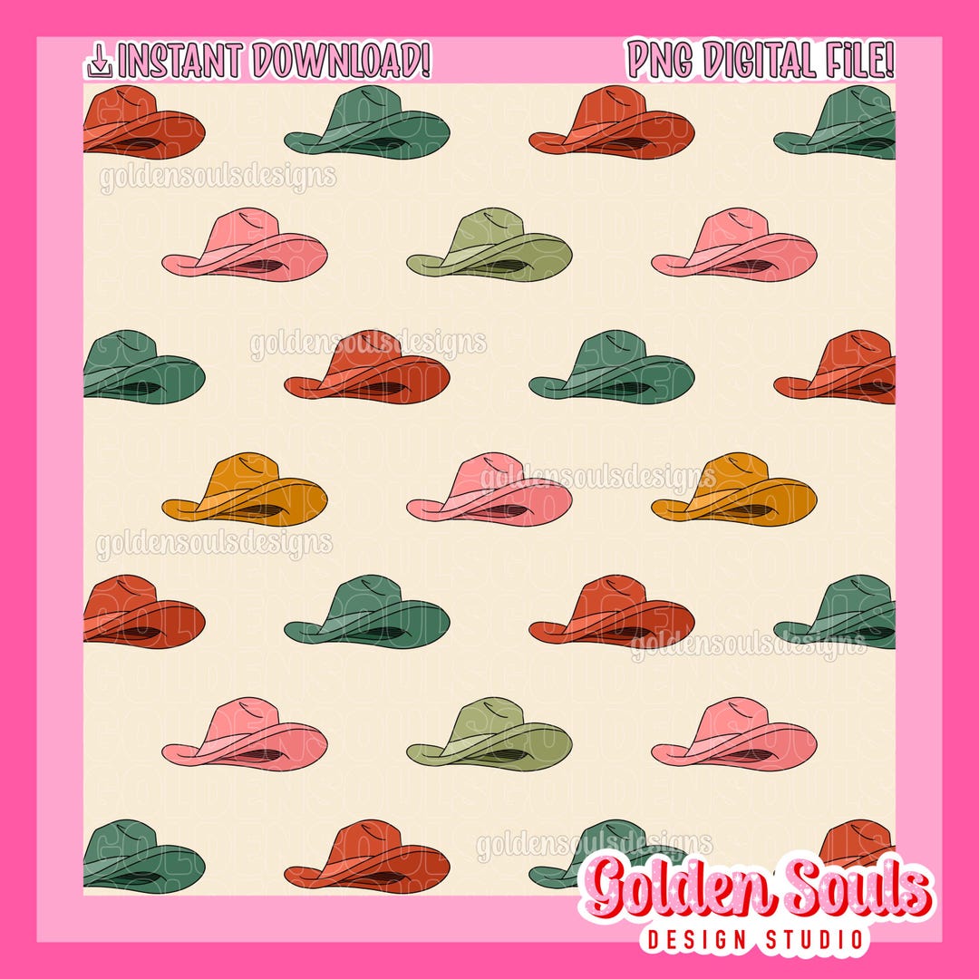 Cowboy Hats + Stripes - Cute, Rainbow, Seamless, Digital Design ...