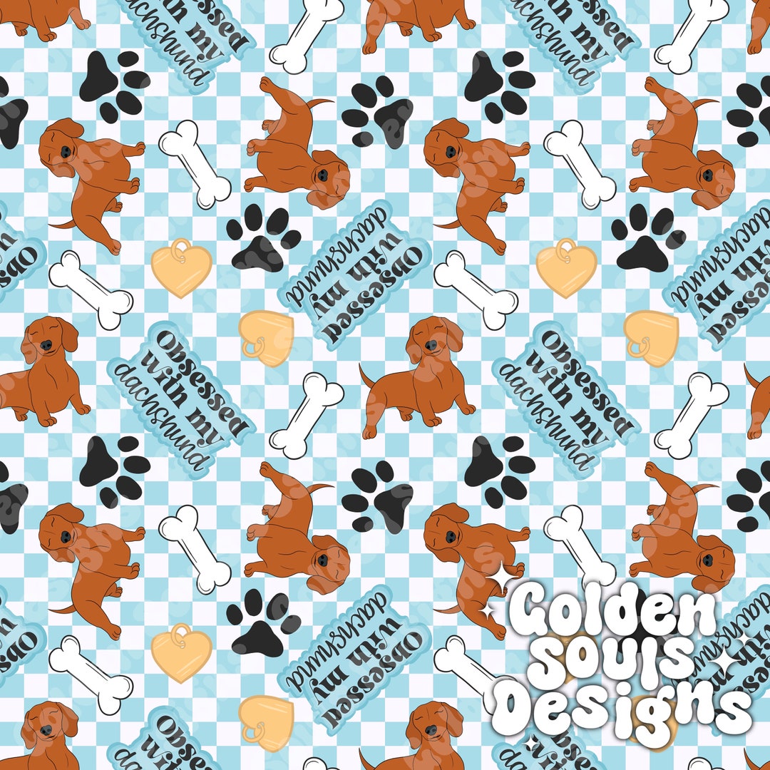 Dachshund & Stripes - Puppy, Wiener, Cute Dogs, Seamless Digital Design ...