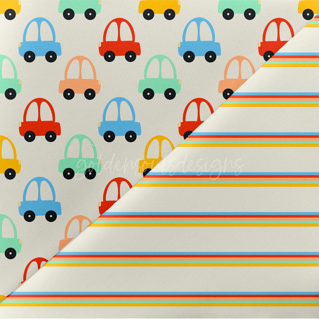 Little Cutie Cars & Stripes - Cute Summer Seamless Digital Design, Two ...