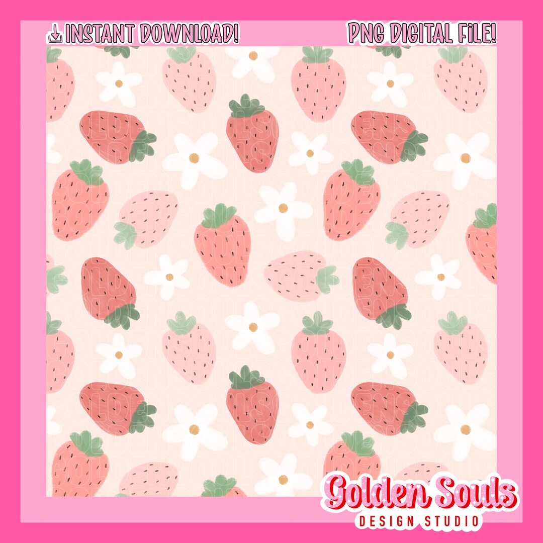 Strawberry Sweetie & Stripes - Cute Summer Spring Seamless Digital ...