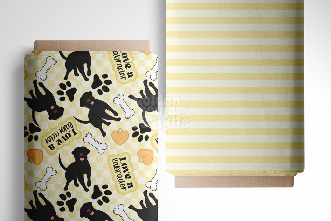 Black Lab & Stripes - Labrador, Cute Dogs, Seamless Digital Design, Two ...