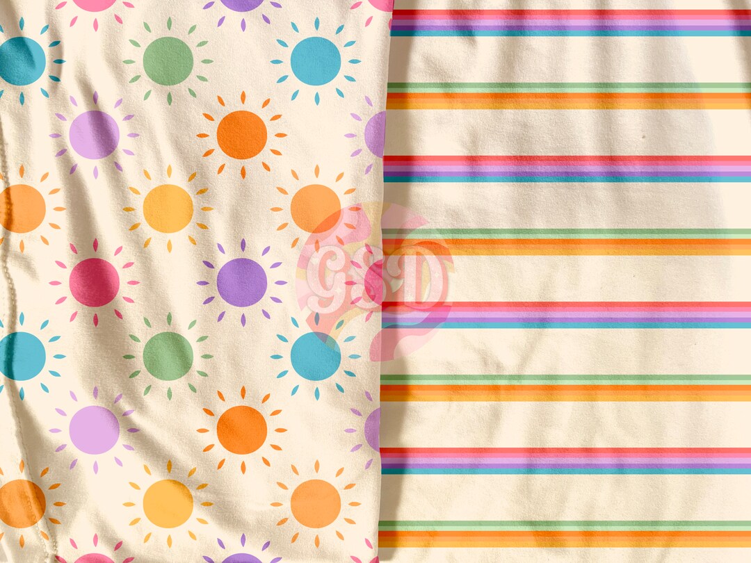 Rainbow Suns + Stripes - Spring, Summer, Seamless, Digital Design ...