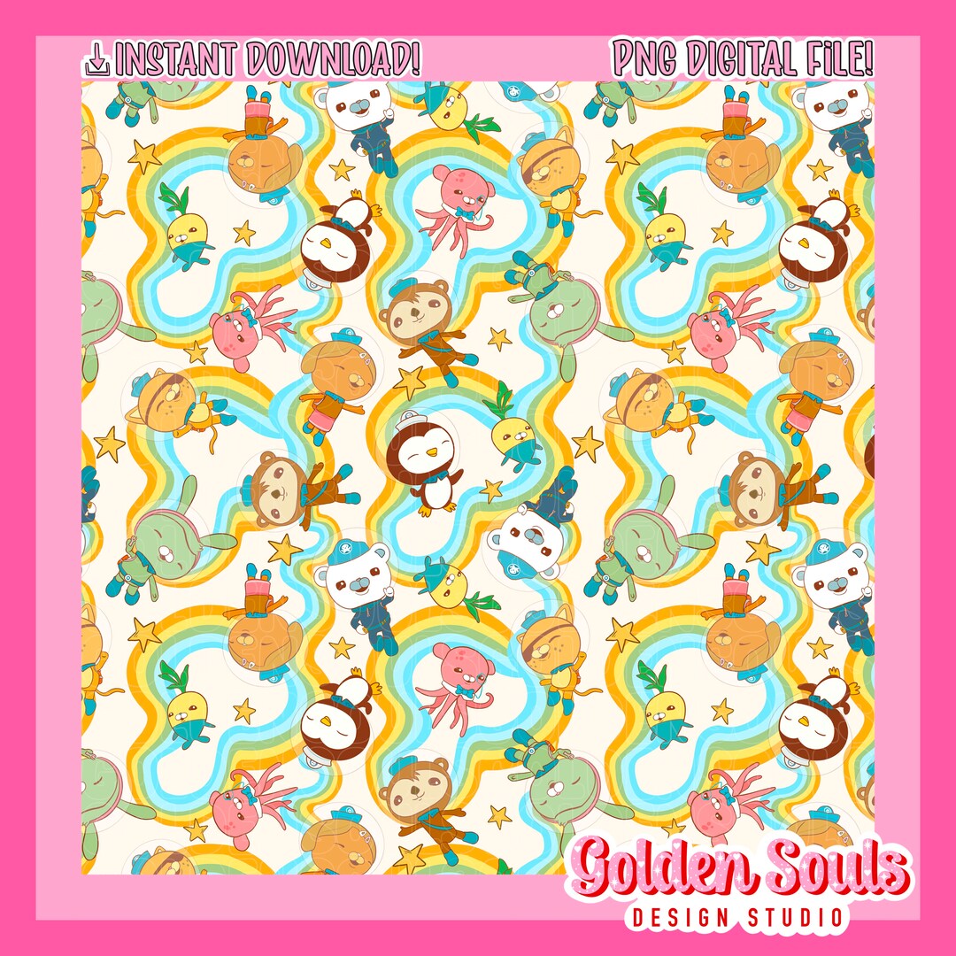 Cute Ocean Animals + Stripes - Kids, Octo, Seamless, Digital Design ...