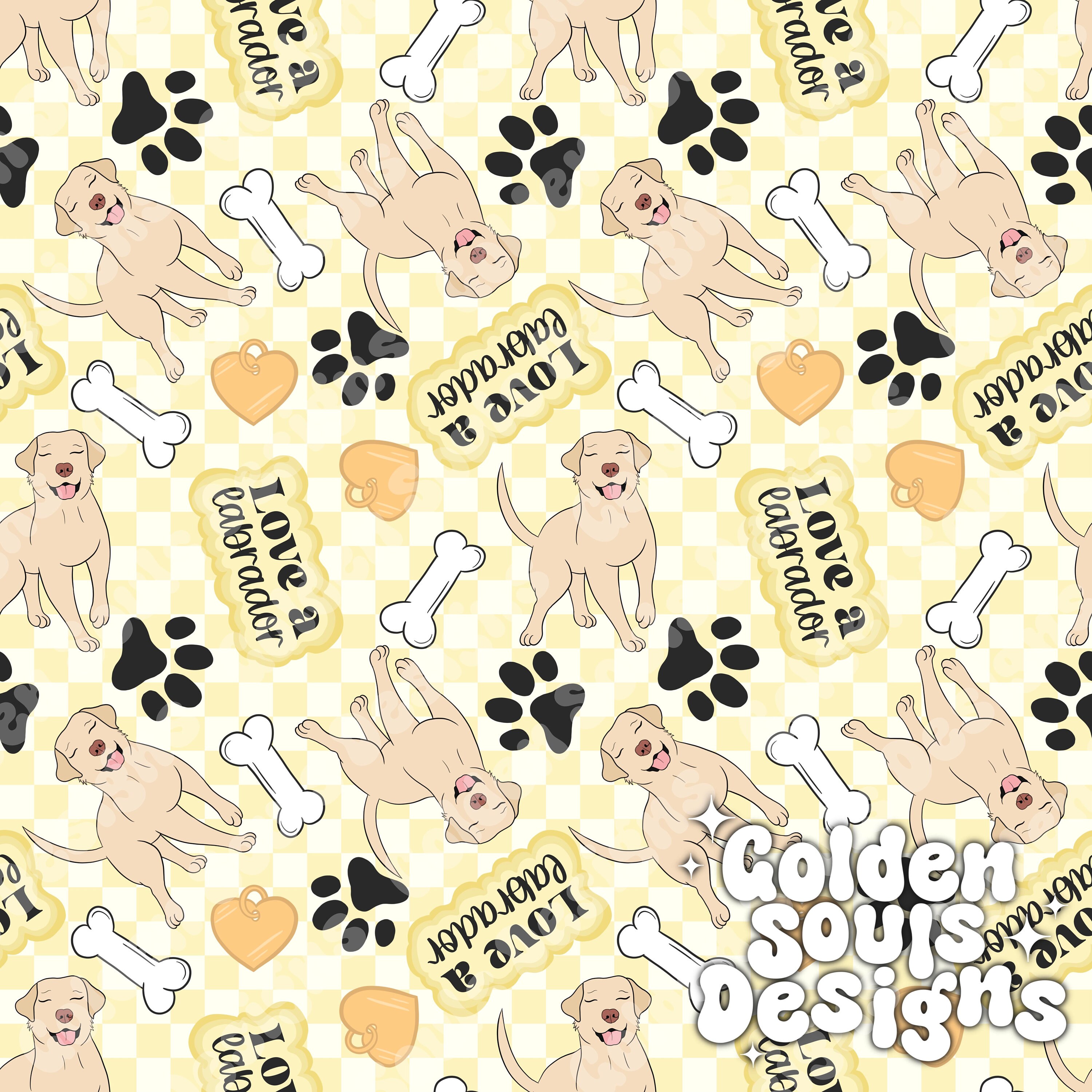 Yellow Lab & Stripes Labrador Cute Dogs Seamless Digital - Etsy
