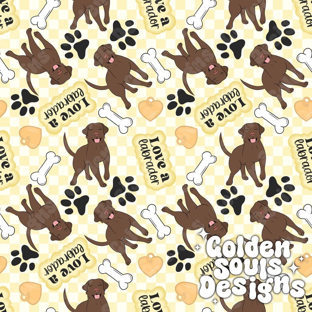 Chocolate Lab & Stripes Labrador, Cute Dogs, Seamless Digital Design ...