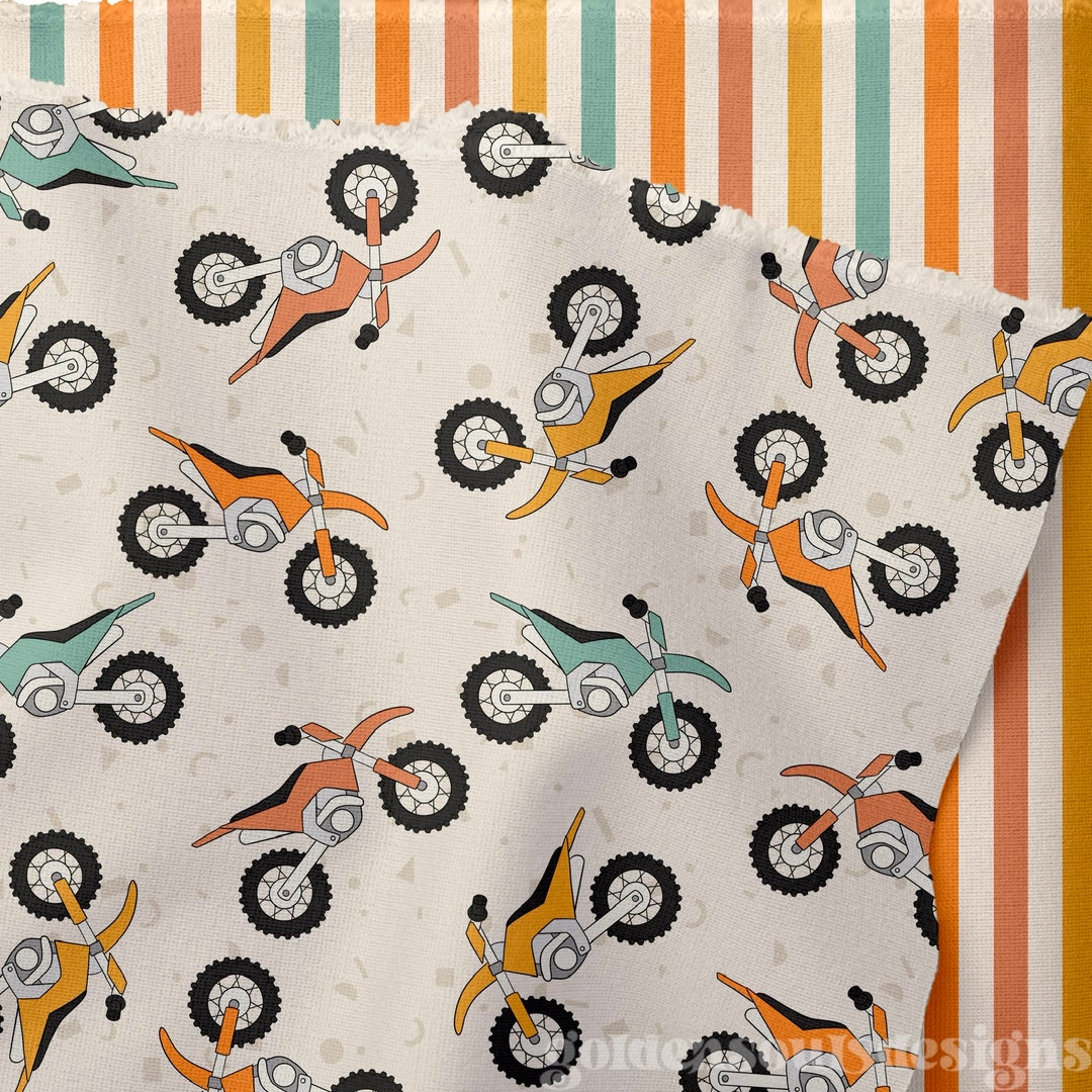 Dirt Bikes + Stripes - Spring, Summer, Cute, Seamless Digital Design ...