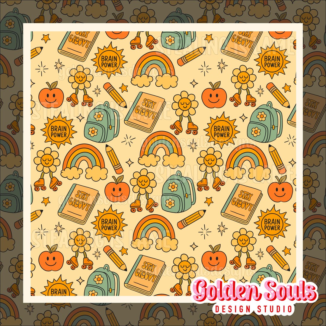 Groovy Brain Power — Seamless Pattern Bundle — Boho — Kids Fabric ...