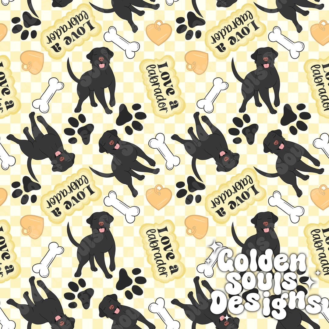 Black Lab & Stripes - Labrador, Cute Dogs, Seamless Digital Design, Two ...