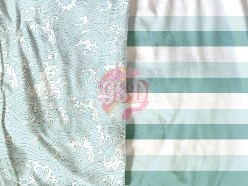 Feeling Wavy & Stripes - Waves, Summer, Ocean, Water, Seamless Digital ...