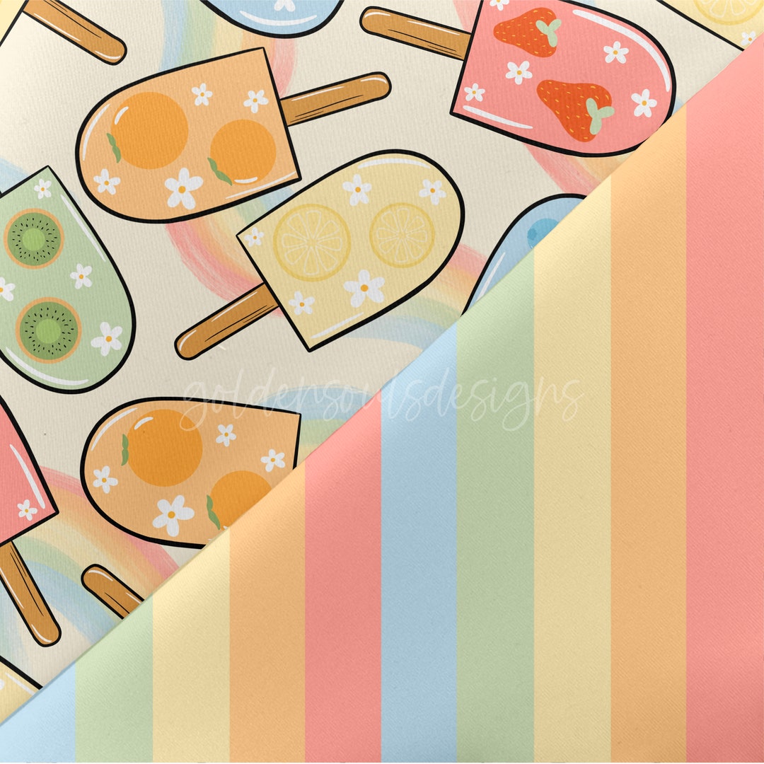 Popsicle Power & Stripes - Cute Summer Rainbow Seamless Digital Design ...