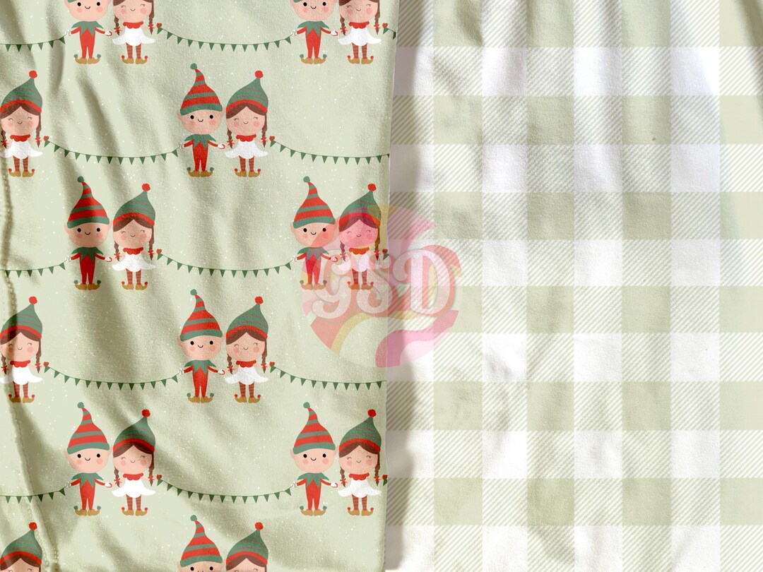 Elfin’ Good Day Green + Gingham - Seamless, Digital Files, Design ...