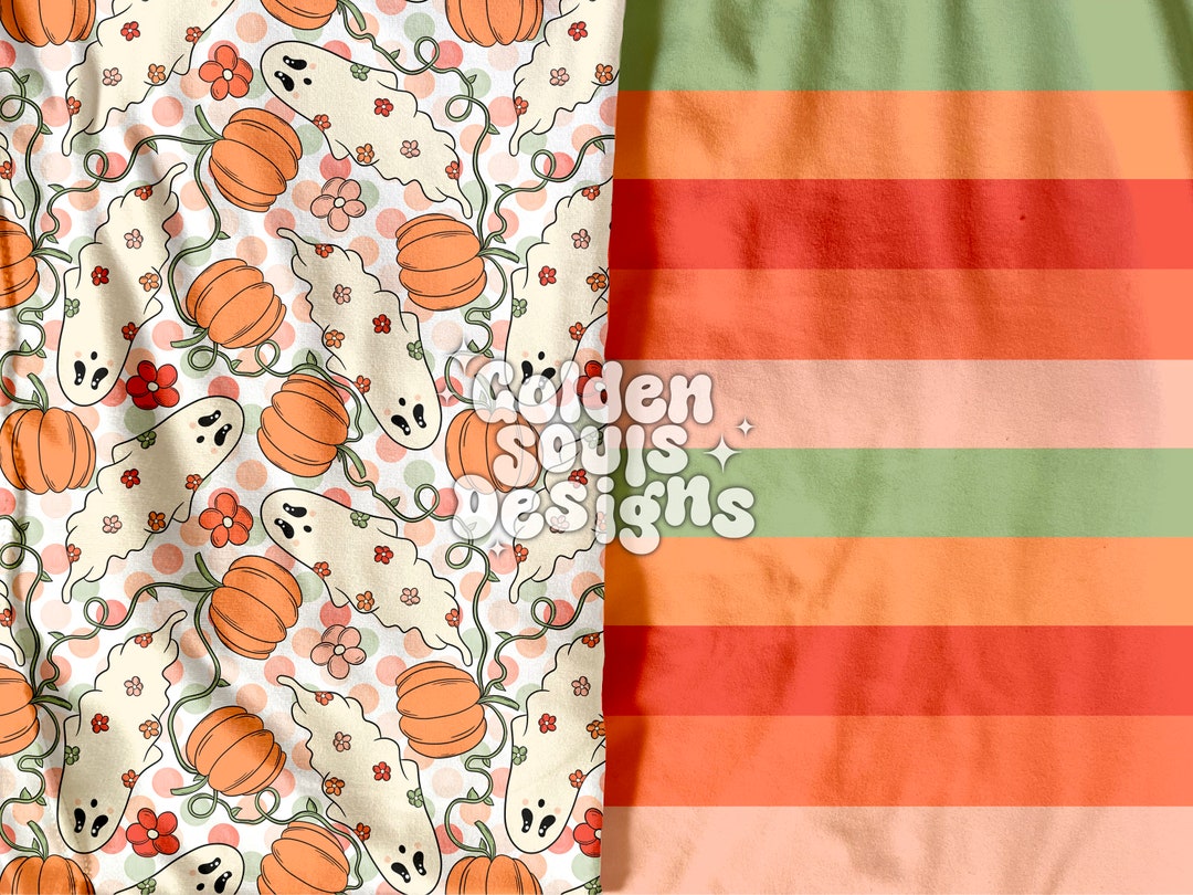 Pumpkin Patch, Ghosts + Stripes - Halloween, Fall, Seamless, Digital ...