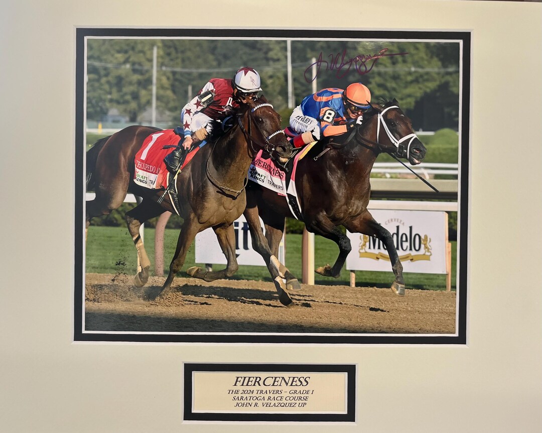 Fierceness Wins 2024 Travers Stakes - Signed Photo by Jockey John R ...