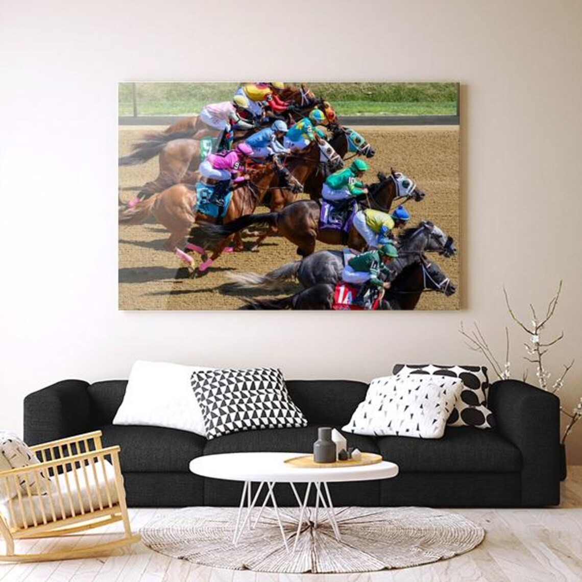 Thrilling Horse Racing Canvas Print – Dynamic Jockeys in Action - Etsy