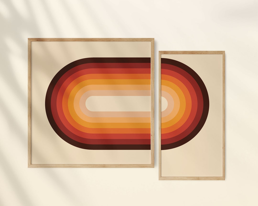 70s Set of 2 Wall Art, 70s Groovy Print, Burnt Orange Poster, 70s Decor ...