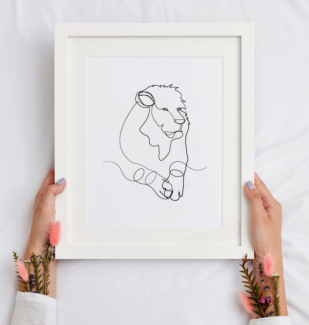 Lion Wall Art, One Line Art, Continuous Line Art, Animal Wall Art ...