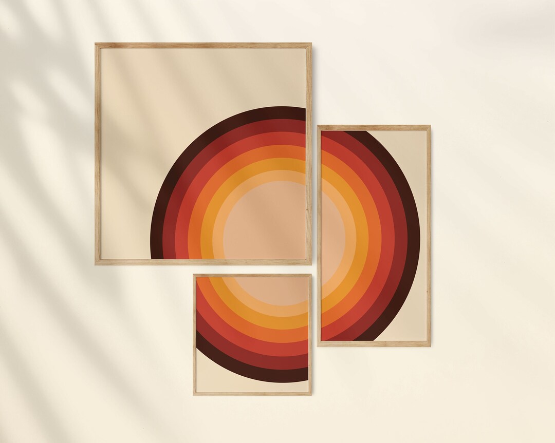 70s Set of 3 Wall Art, 70s Groovy Print, Burnt Orange Poster, 70s Decor ...