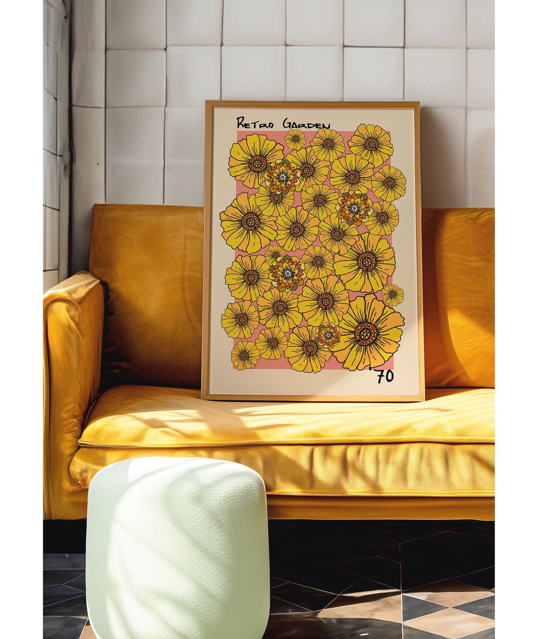 Terracotta Wall Decor, 70s Floral Pattern Print, Retro 70s Home Decor ...