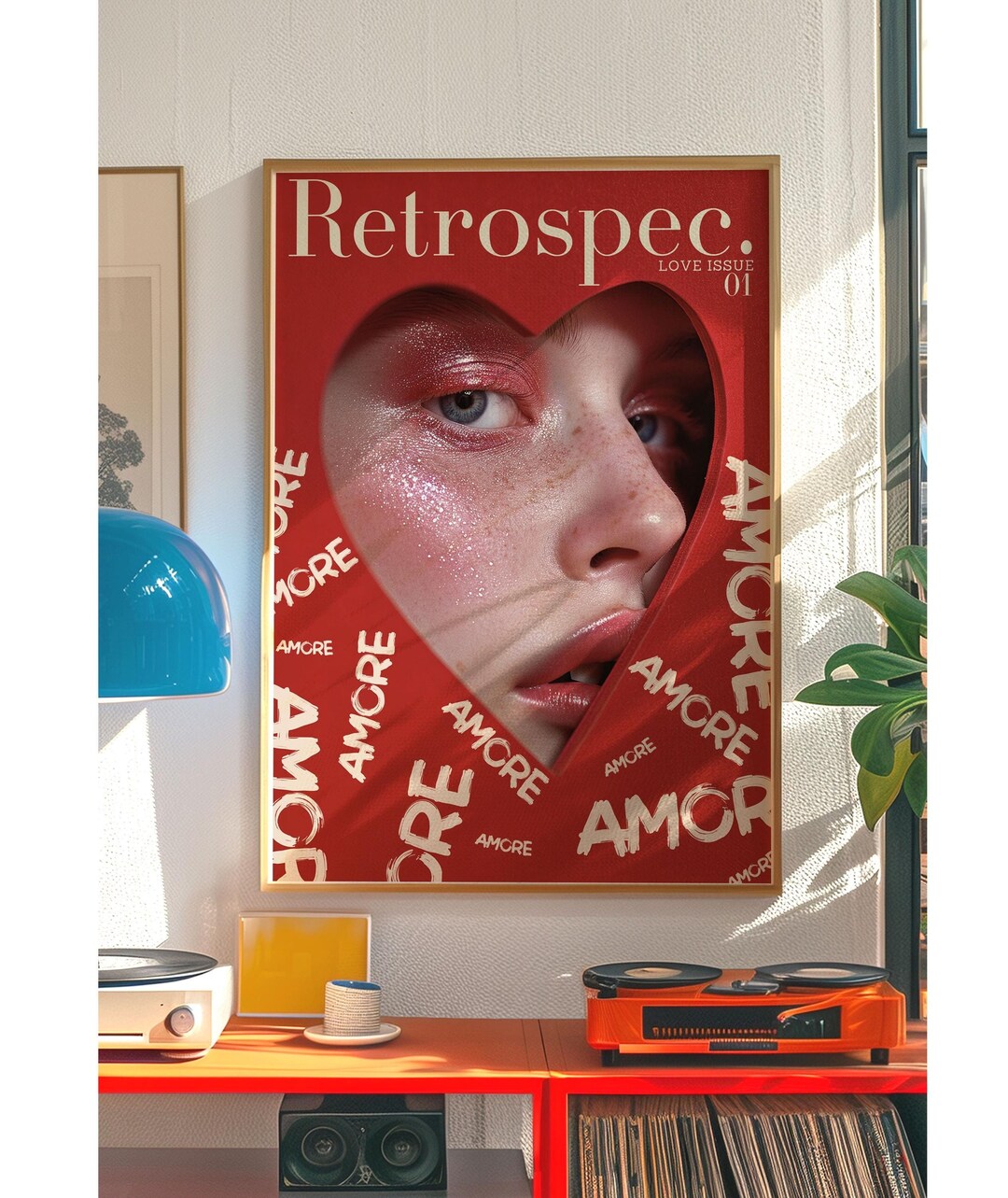 70s Retro Magazine Poster: Red Fashion Print, Psychedelic Wall Art - Etsy