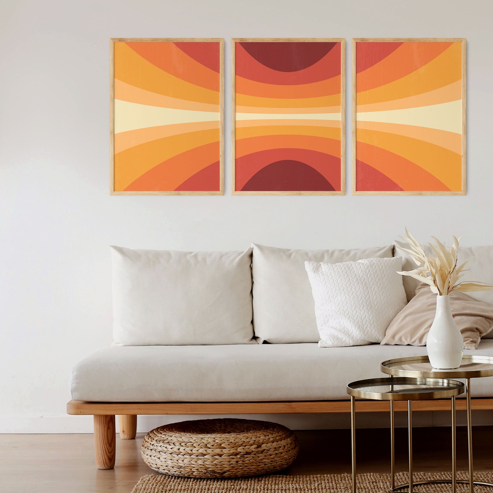 70s Groovy Print, Burnt Orange Poster, 70s Set of 3 Wall Art, 70s Decor ...
