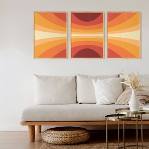 70s Groovy Print, Burnt Orange Poster, 70s Set of 3 Wall Art, 70s Decor ...