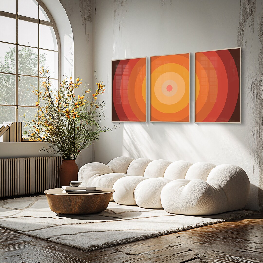 70s Groovy Print, Burnt Orange Poster, 70s Set of 3 Wall Art, 70s Decor ...