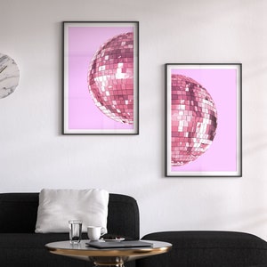 Y2K Disco Ball Print Set of 2: Pink Y2K Wall Art - Etsy