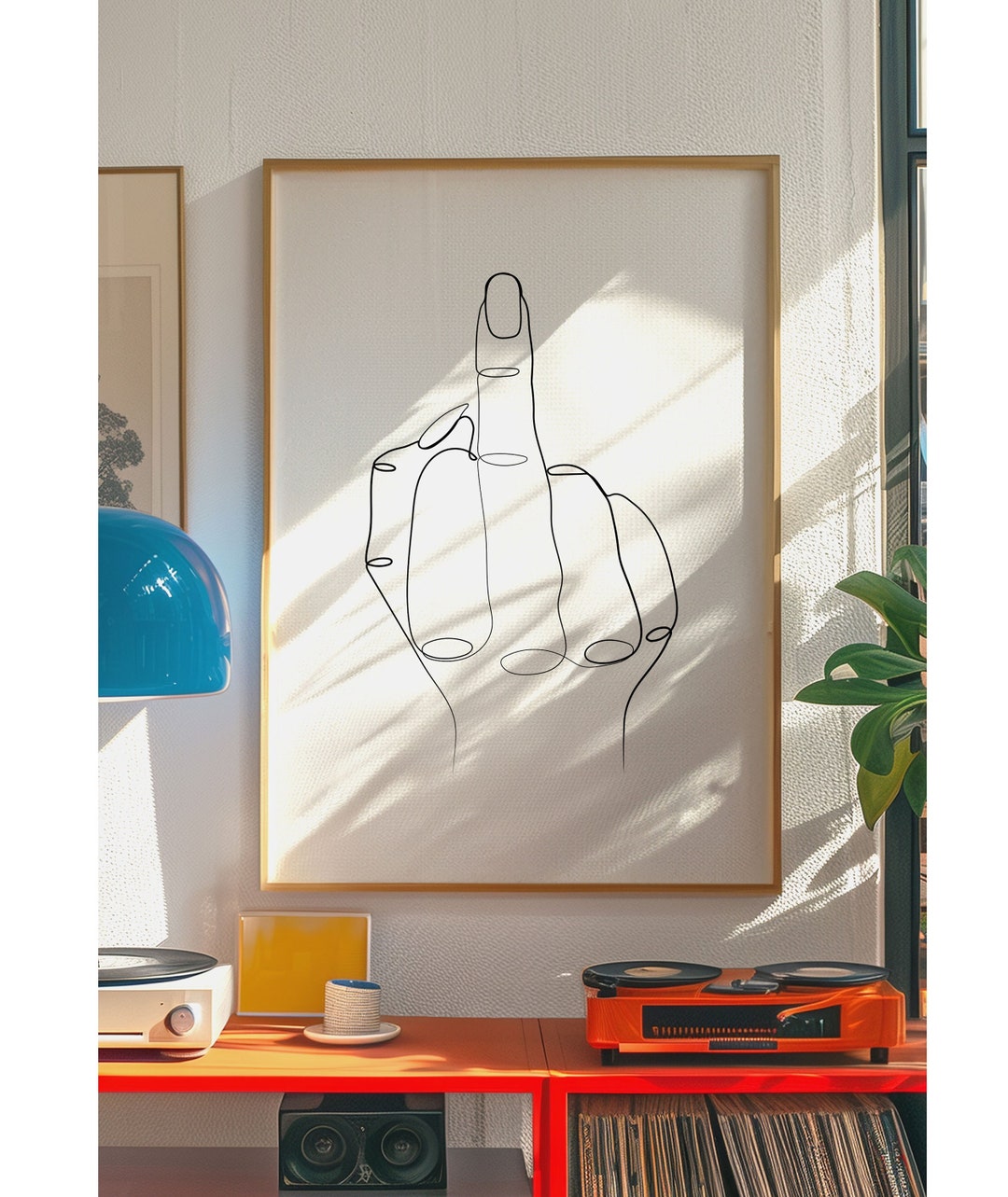 Middle Finger Wall Art, Rude Finger Line Drawing Print, One Line Art ...