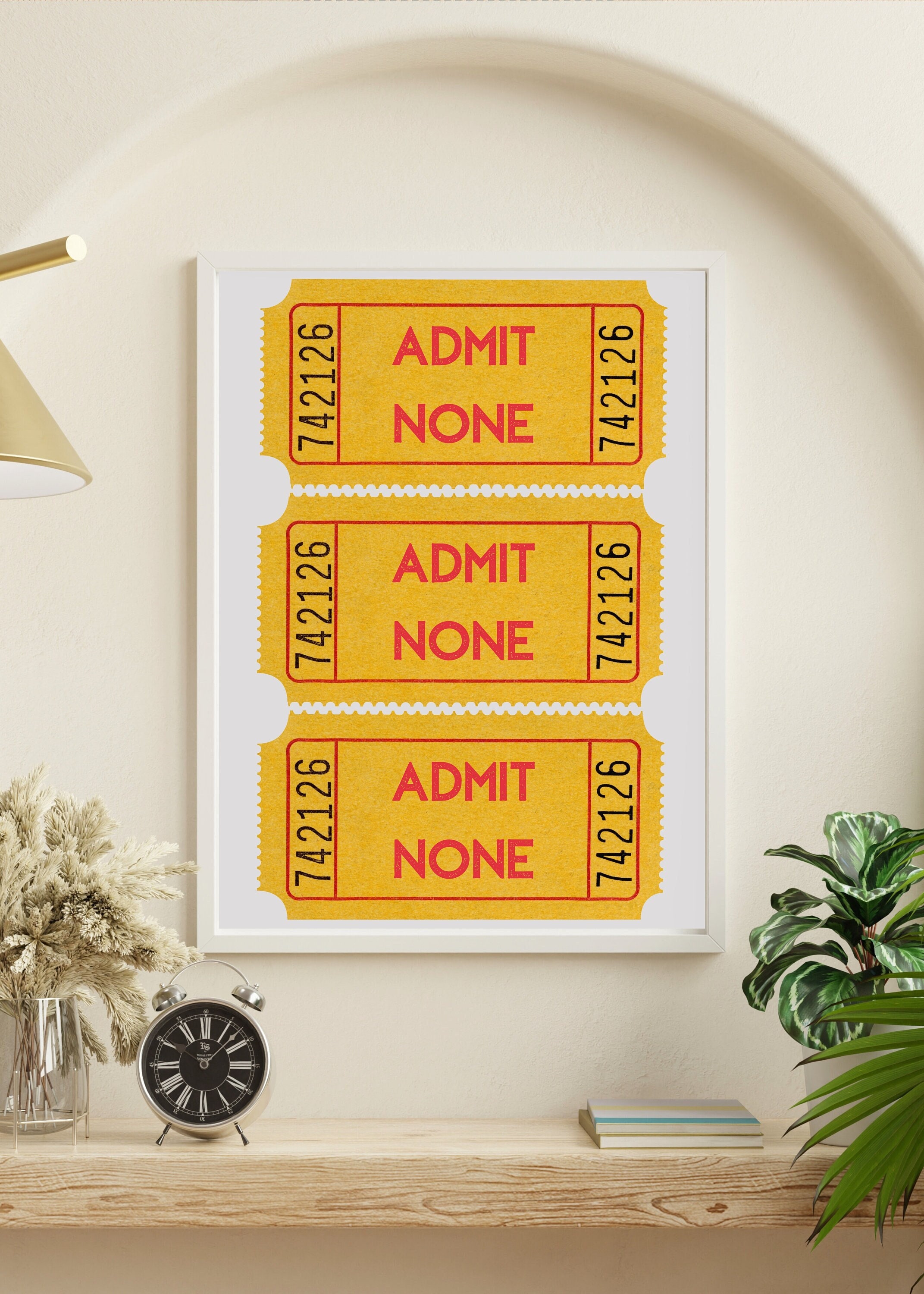 Retro Ticket Print: Yellow Wall Art, Bar Cart Decor - Etsy