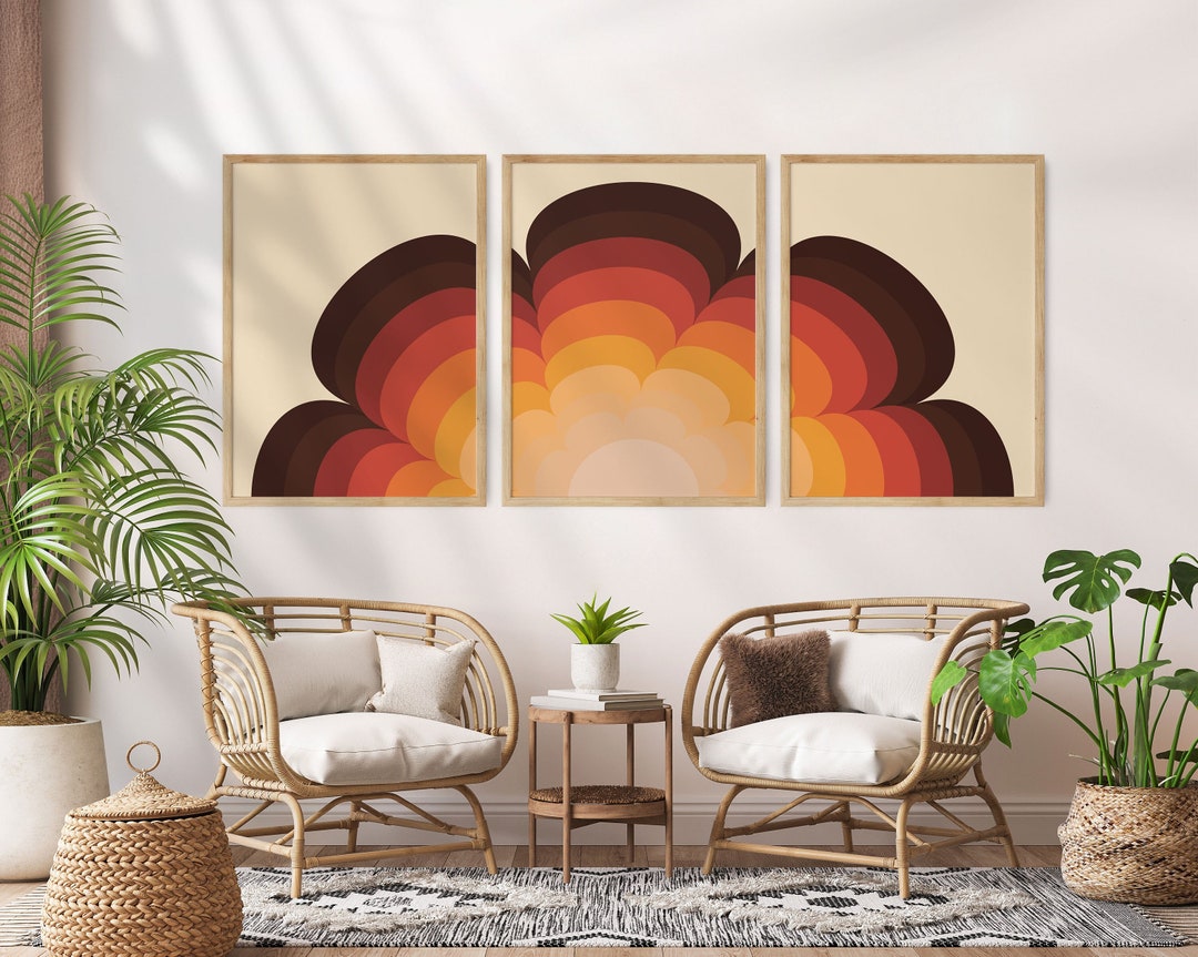 70s Floral Pattern Print 70s Groovy Print 70s Set of 3 Wall - Etsy