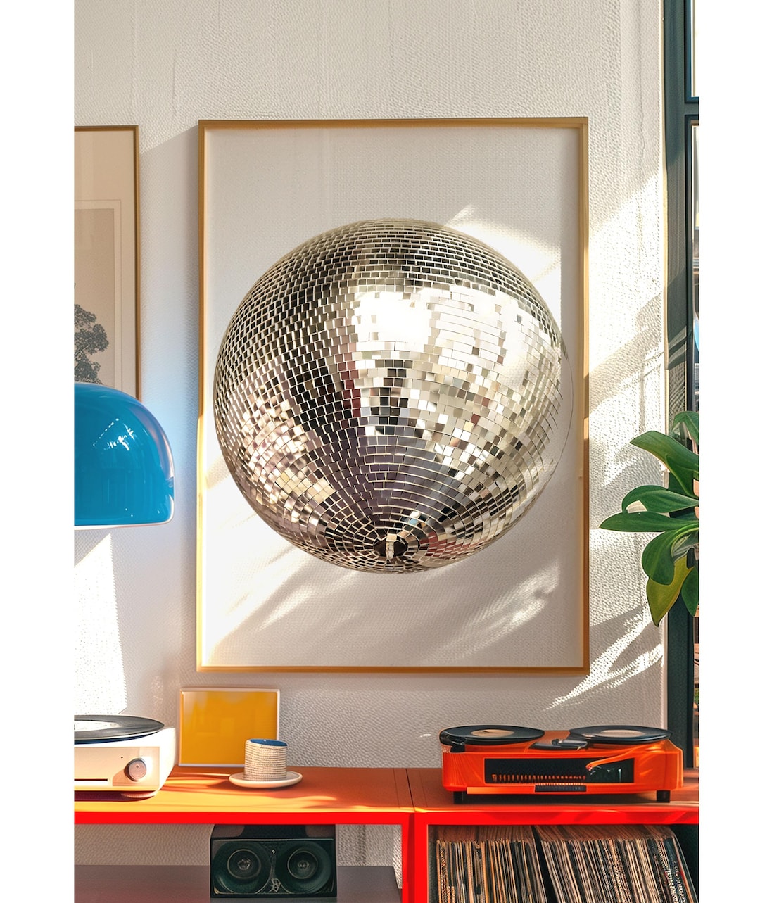 Silver Disco Ball Art Print: Trendy Retro 70s Wall Decor - Etsy