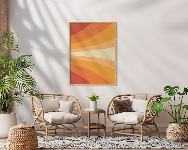 70s Groovy Print Burnt Orange Poster 70s Set of 3 Wall Art - Etsy