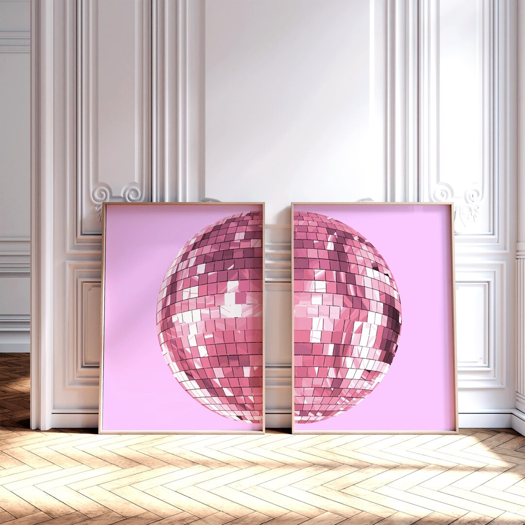 Y2K Disco Ball Print Set of 2: Pink Y2K Wall Art - Etsy