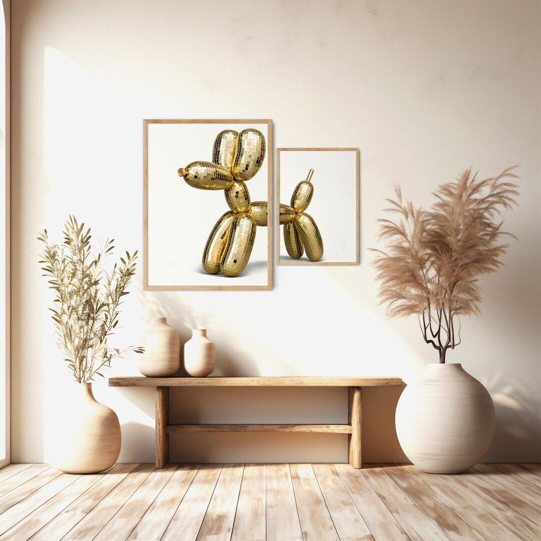 Mirror Ball Print, Set of 2, Balloon Dog Print, Y2K Room Decor, Disco ...