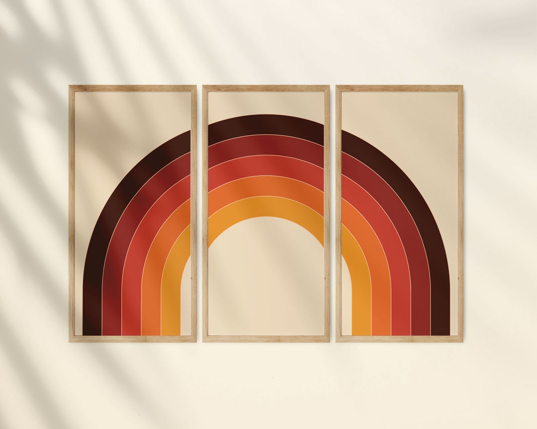 Retro Rainbow Print Set: 70s Groovy Wall Art - Etsy
