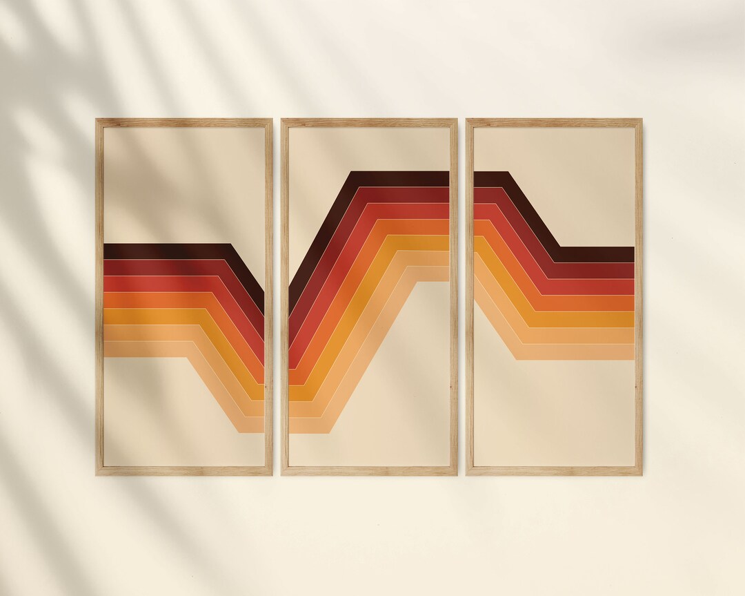 70s Set of 3 Wall Art, 70s Groovy Print, Burnt Orange Poster, 70s Decor ...
