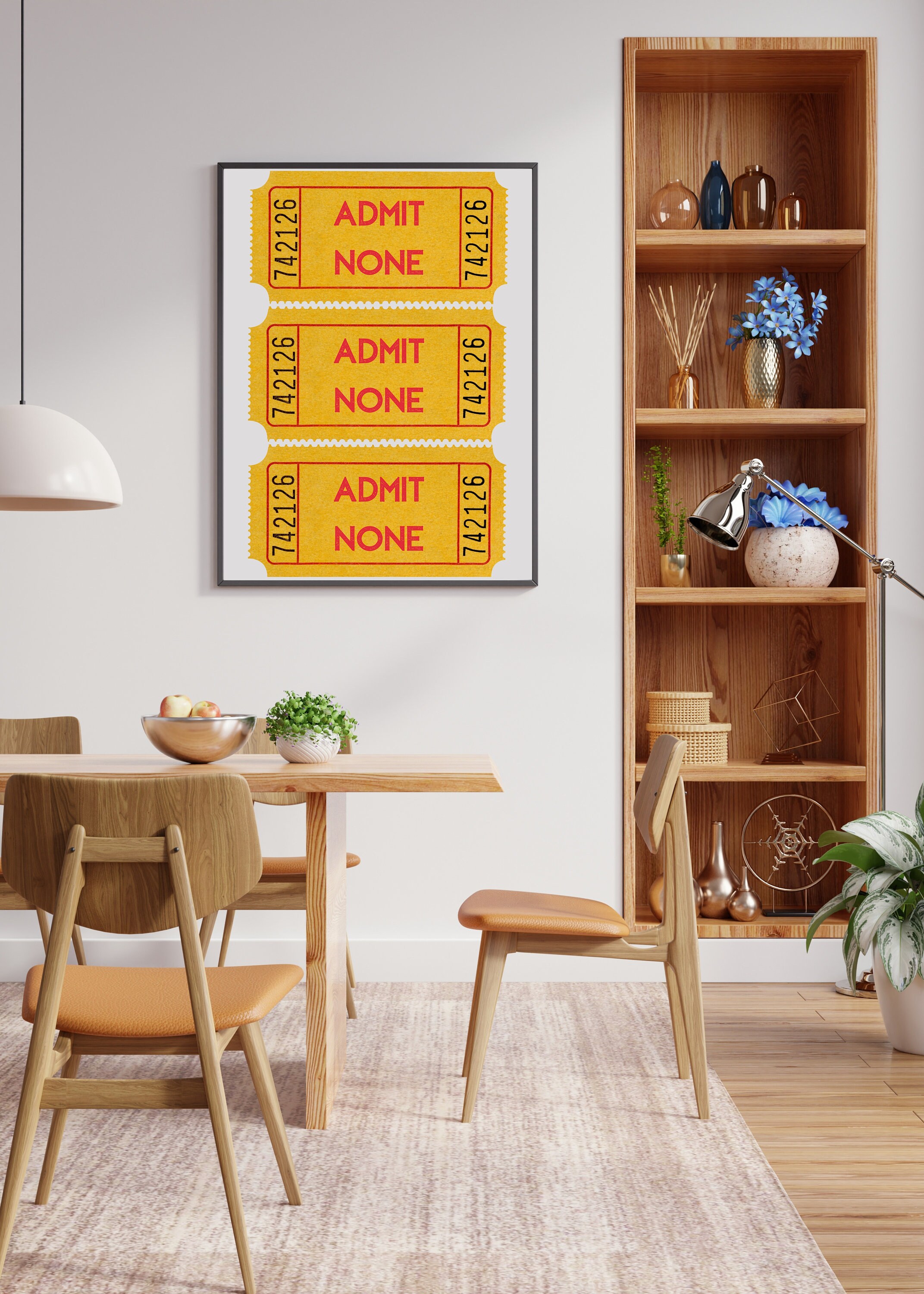 Retro Ticket Print: Yellow Wall Art, Bar Cart Decor - Etsy